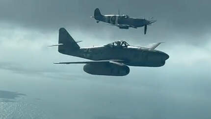 Me 262 und Spitfire erstmals gemeinsam über Englands Küste